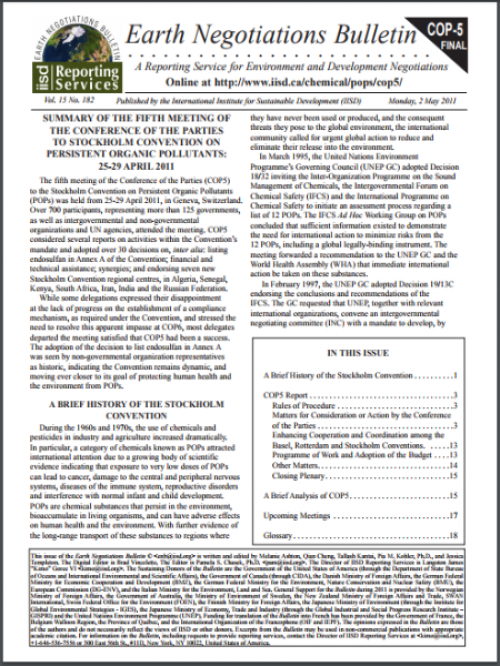 Summary of COP5 - Report by ENB