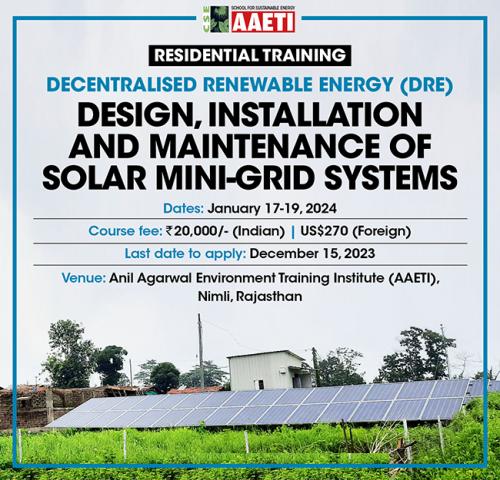 Decentralised Renewable Energy (DRE) Design, Installation and Maintenance of Solar Mini-Grid Systems