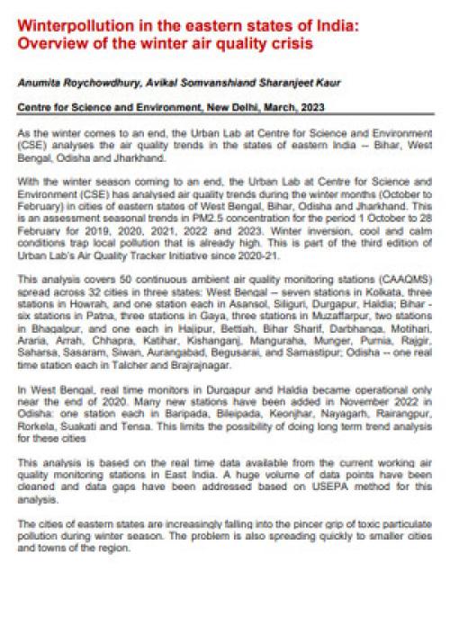 Winterpollution in the eastern states of India: Overview of the winter ...